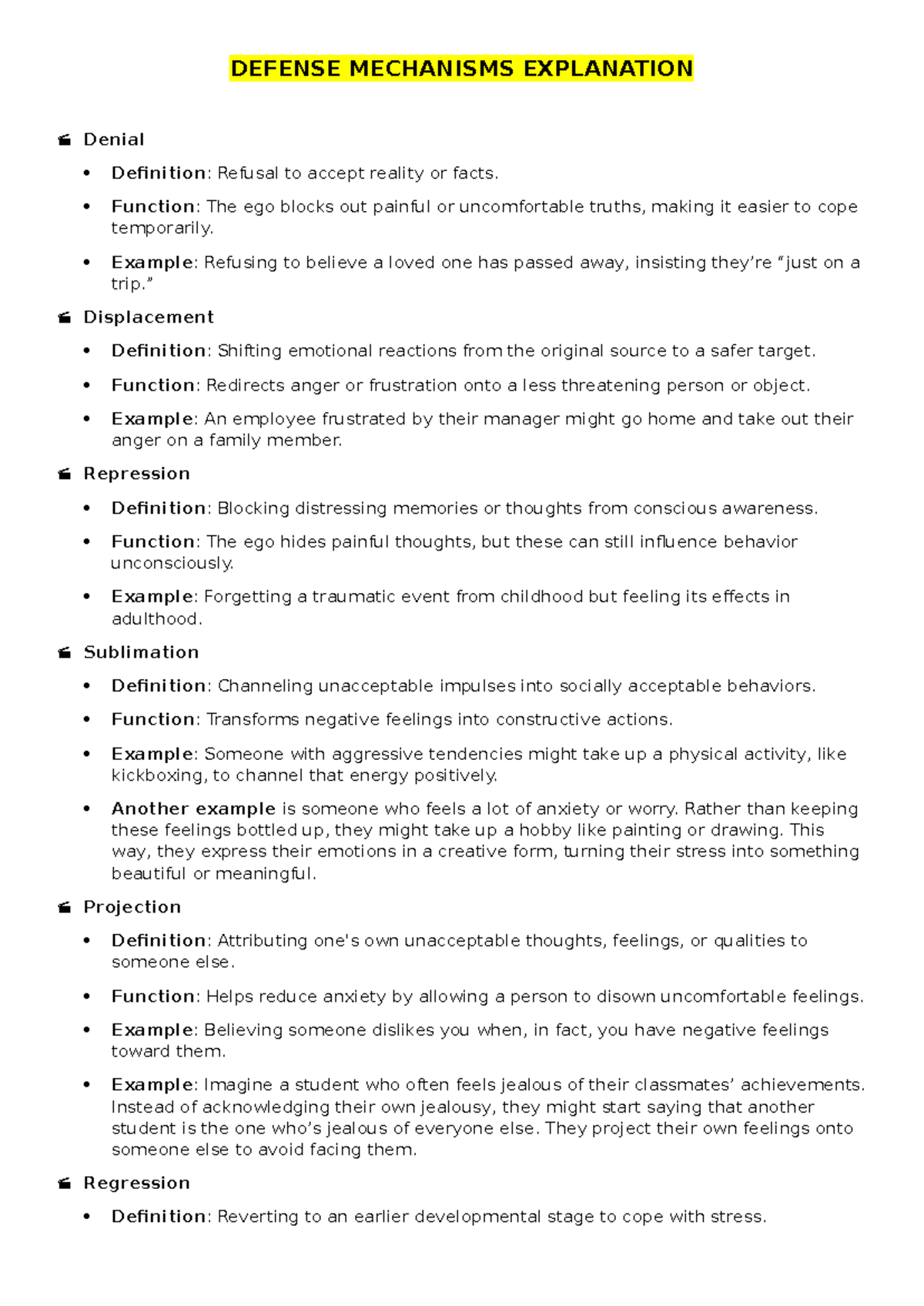 Defense Mechanisms Explained: Key Concepts and Theorists - Studocu