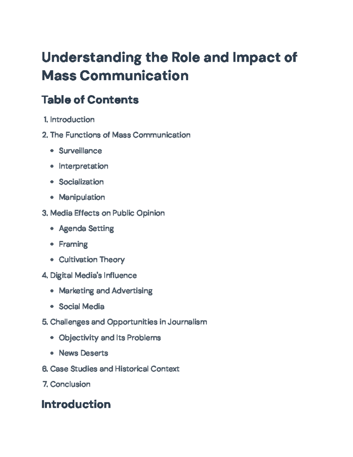 Understanding Mass Communication: Functions, Effects, and Challenges ...