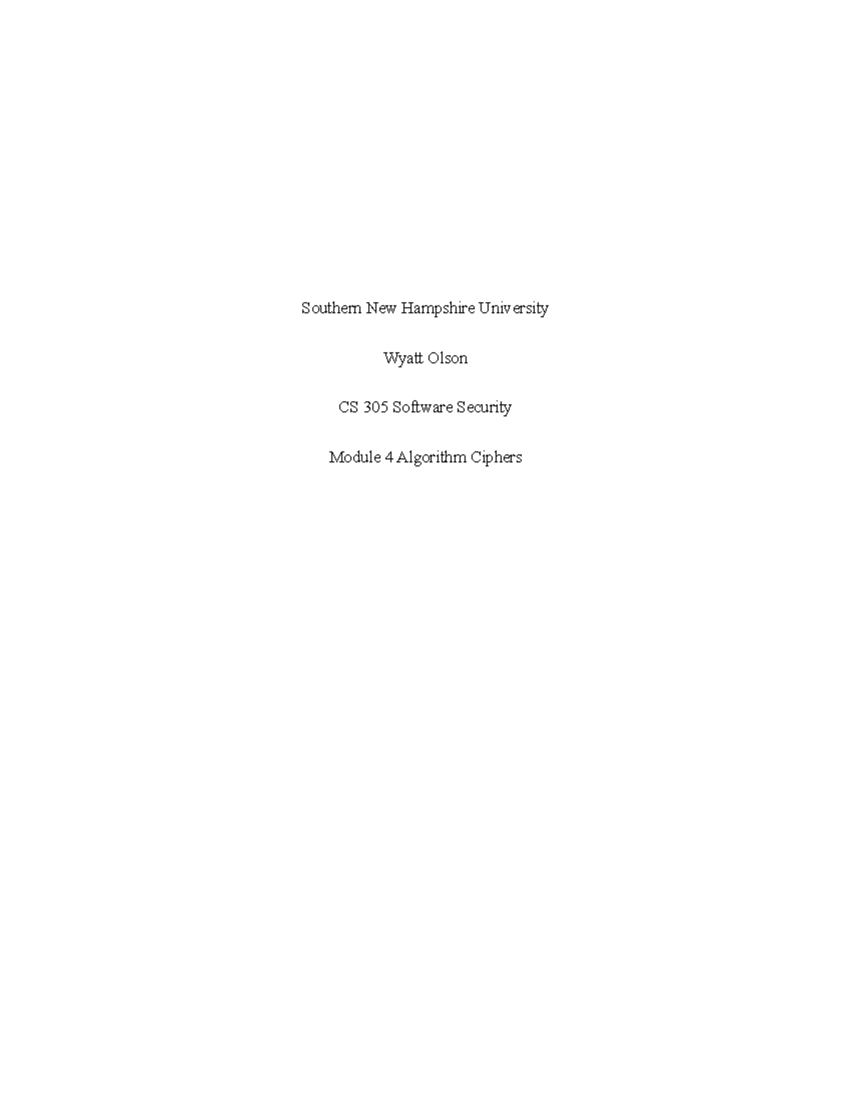 CS 305 Module 4: AES Algorithm Ciphers for Financial Security - Studocu
