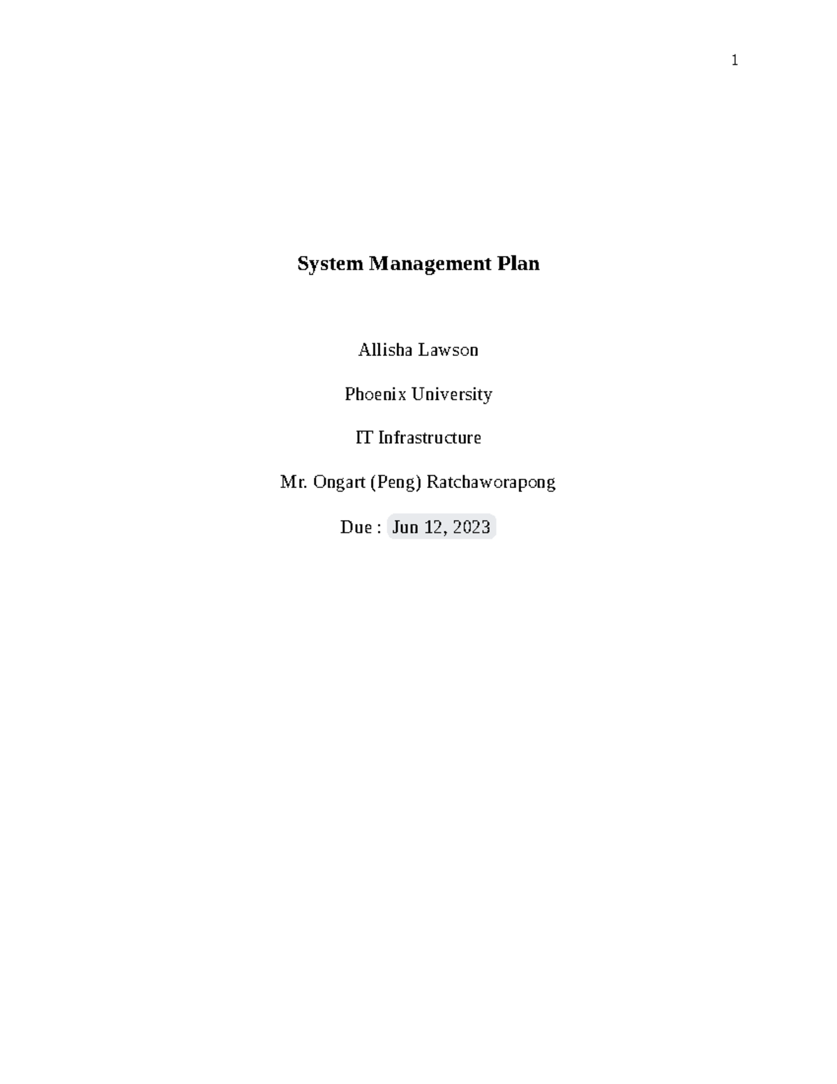System Management Plan for ERP and SCM Implementation at Intl Plastics ...