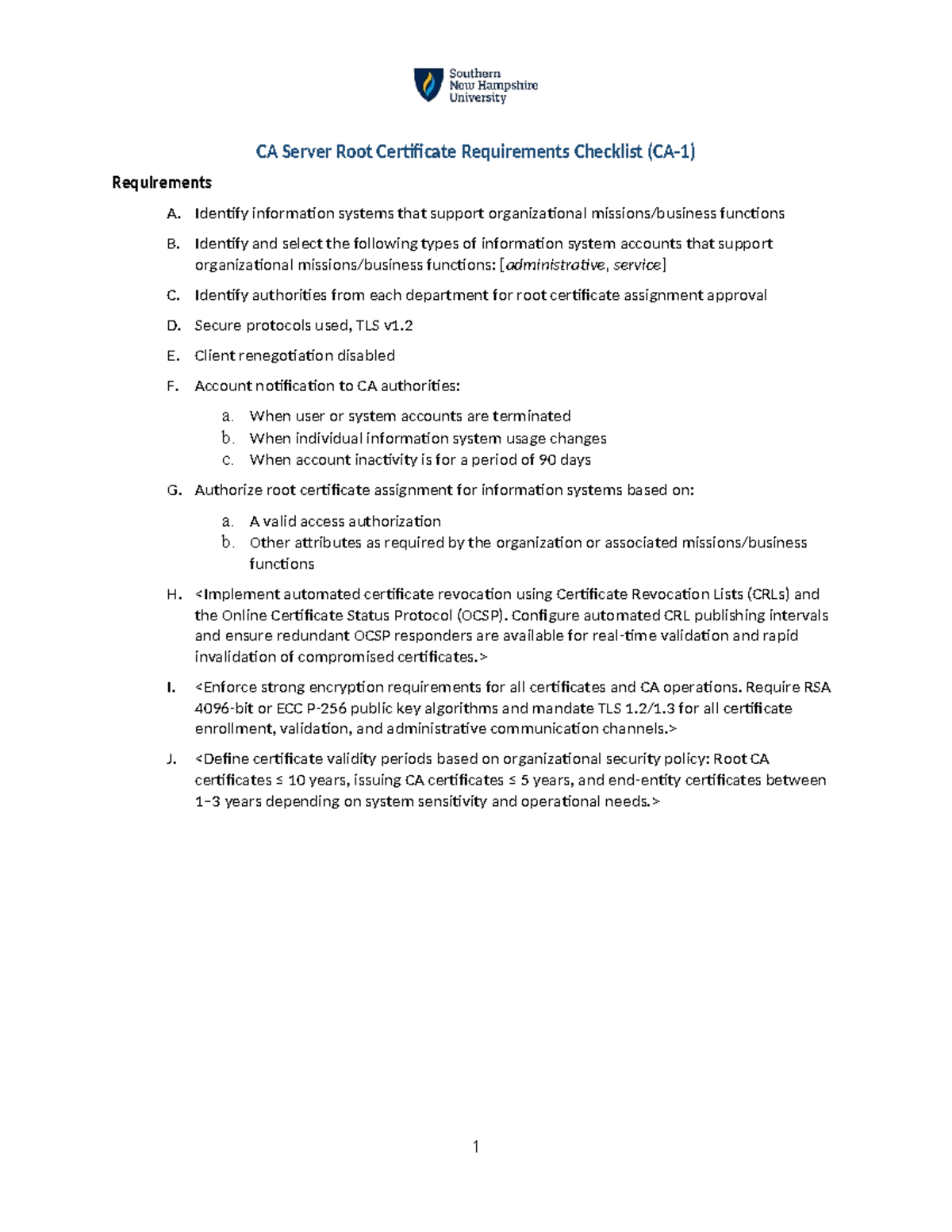 CYB 300 4-4 Milestone Two: CA Server Root Certificate Checklist - Studocu