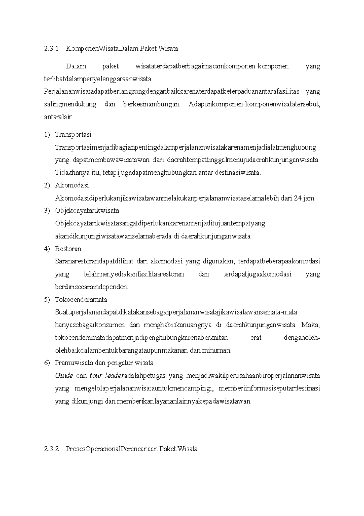 Analisis Komponen dalam Paket Wisata untuk Perencanaan Efektif - Studocu