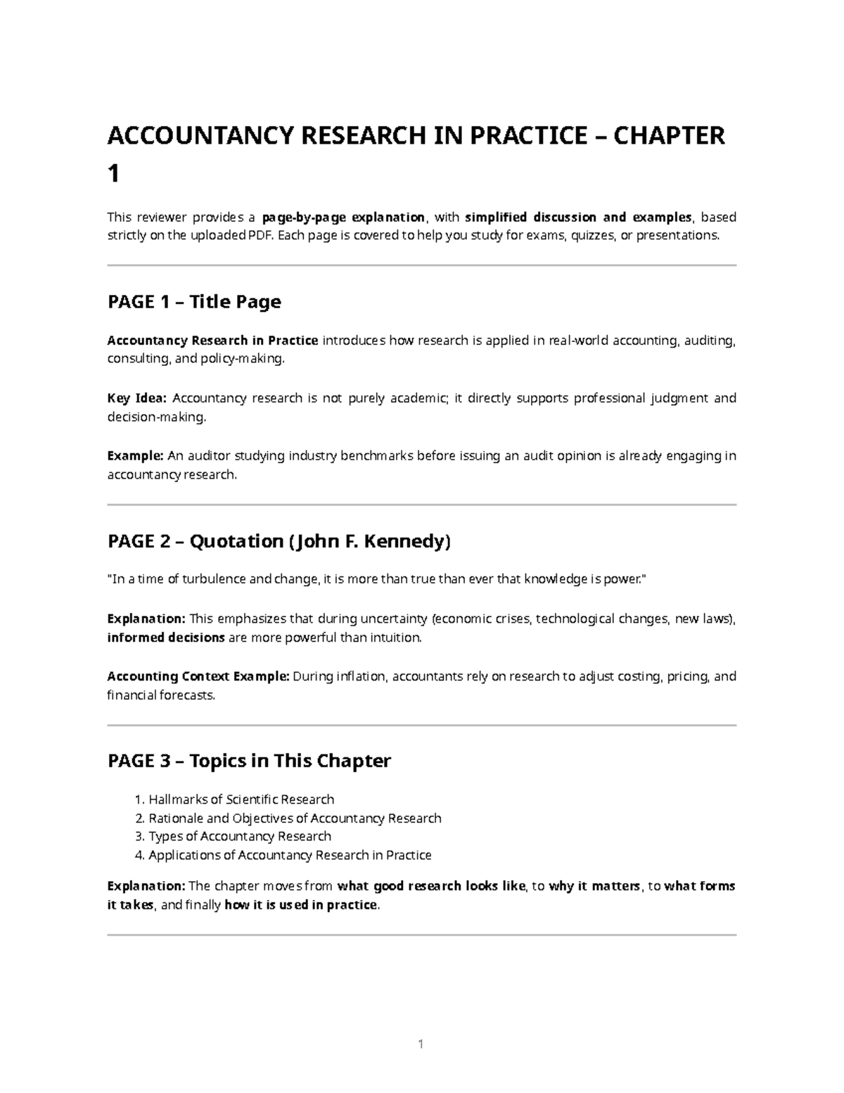 ACCOUNTANCY RESEARCH IN PRACTICE (ACCT 101) CHAPTER 1 REVIEWER - Studocu