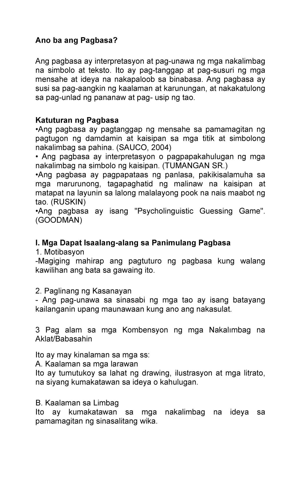 Makrong Kasanayan Pagbasa Garete - Ano ba ang Pagbasa? Ang pagbasa ay ...