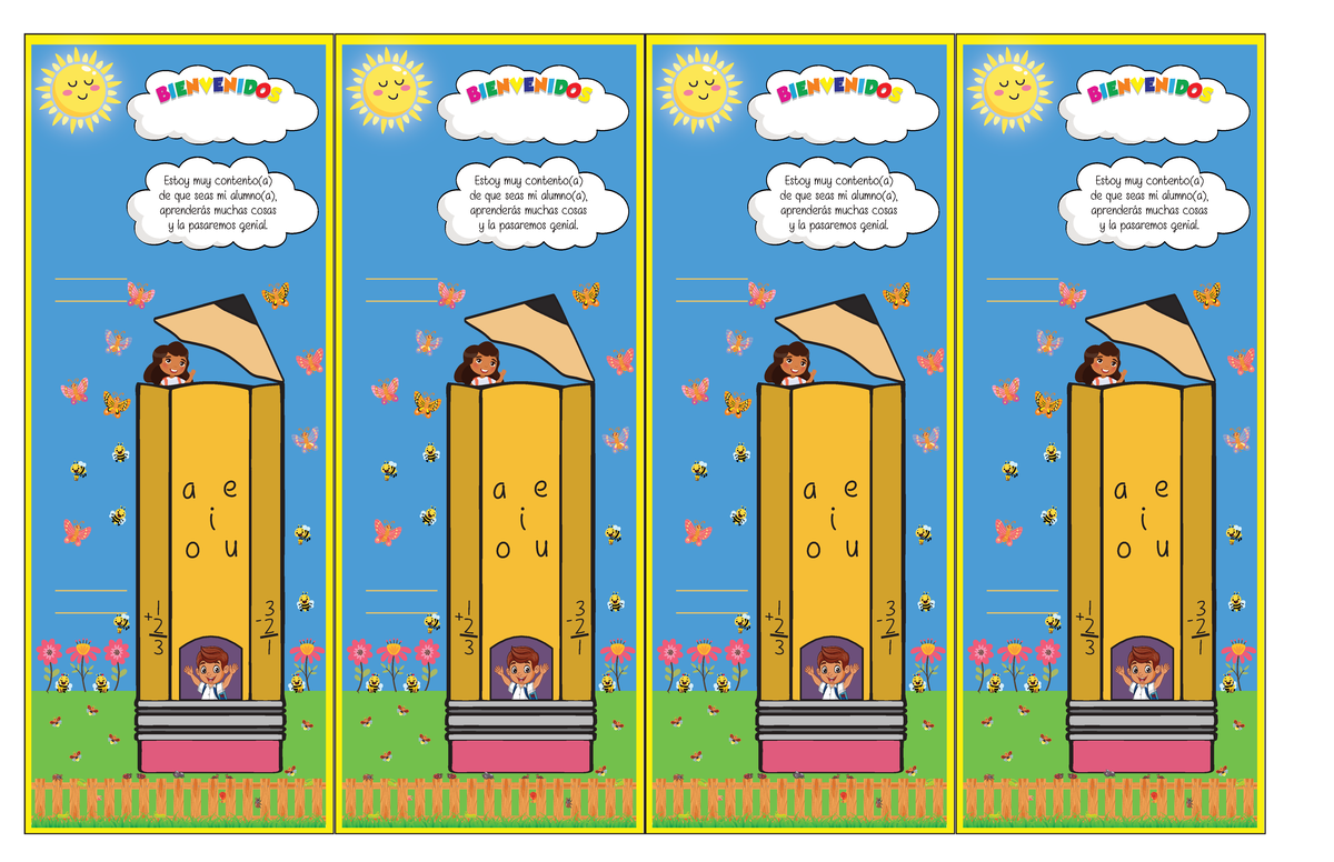 Porta lápiz Lapiz MÁGICO de Bienvenida - a e i o u 12 3 - 12 3 + Estoy ...