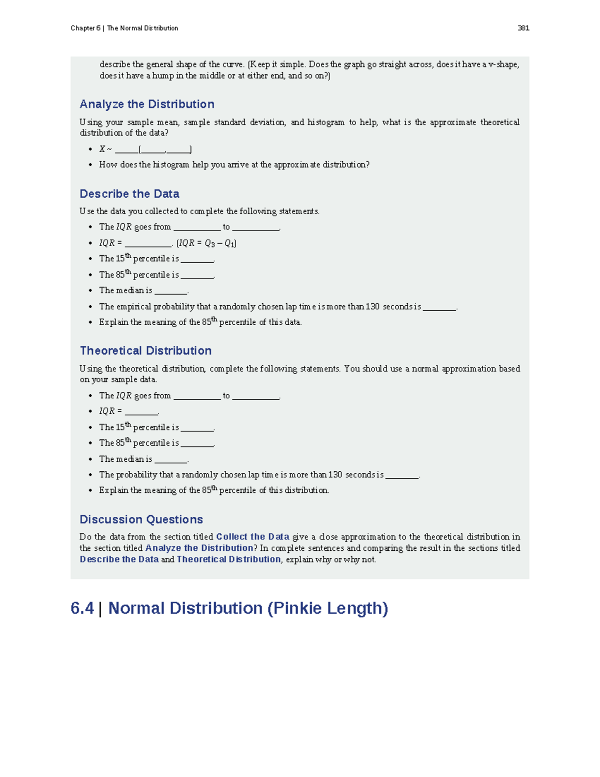 Chapter 6: The Normal Distribution Analysis - Introductory Statistics ...