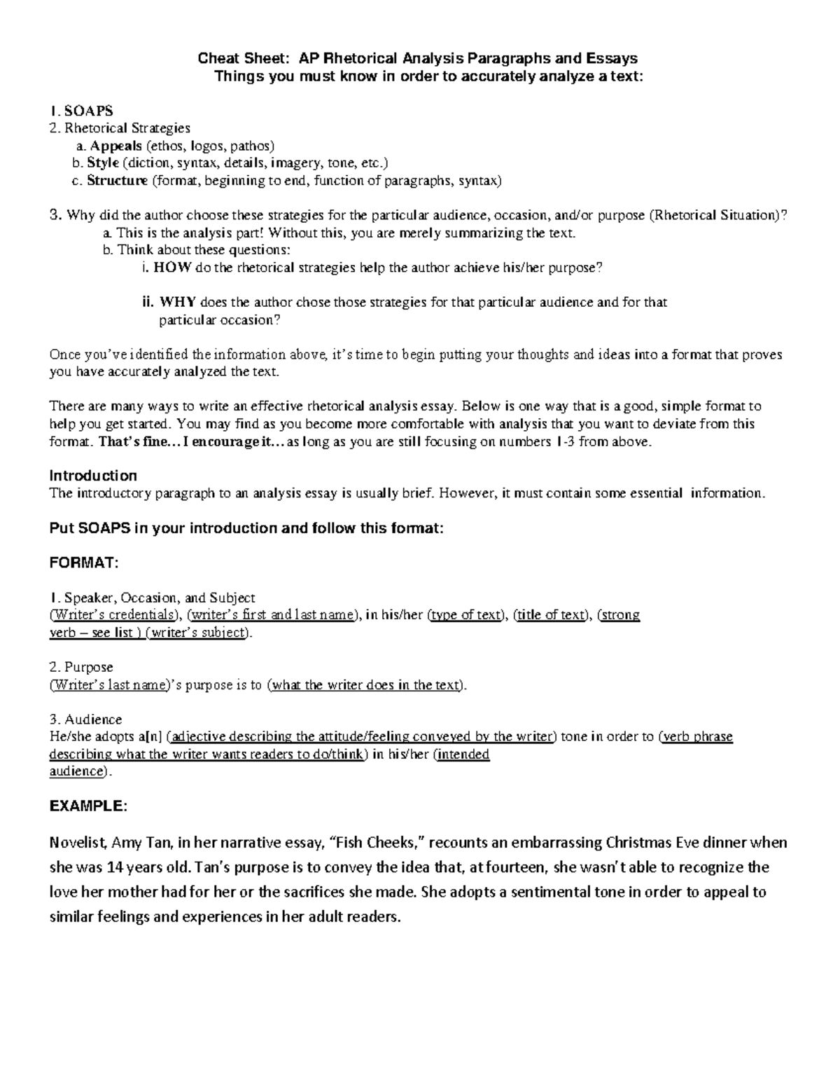 Cheat sheet how to write a rhetorical analysis - Cheat Sheet: AP ...