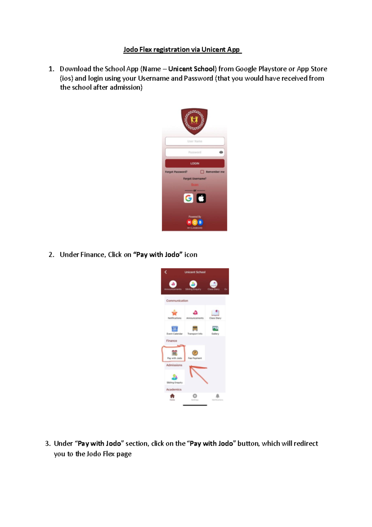 Mobile Jodo Guide - application - Jodo Flex registration via Unicent ...