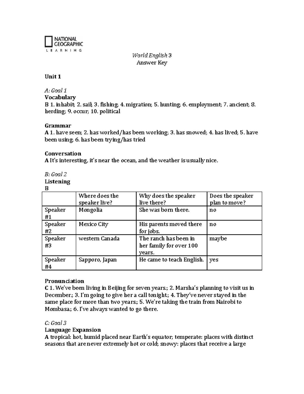 World English 3: Comprehensive Answer Key for Units 1-12 - Studocu