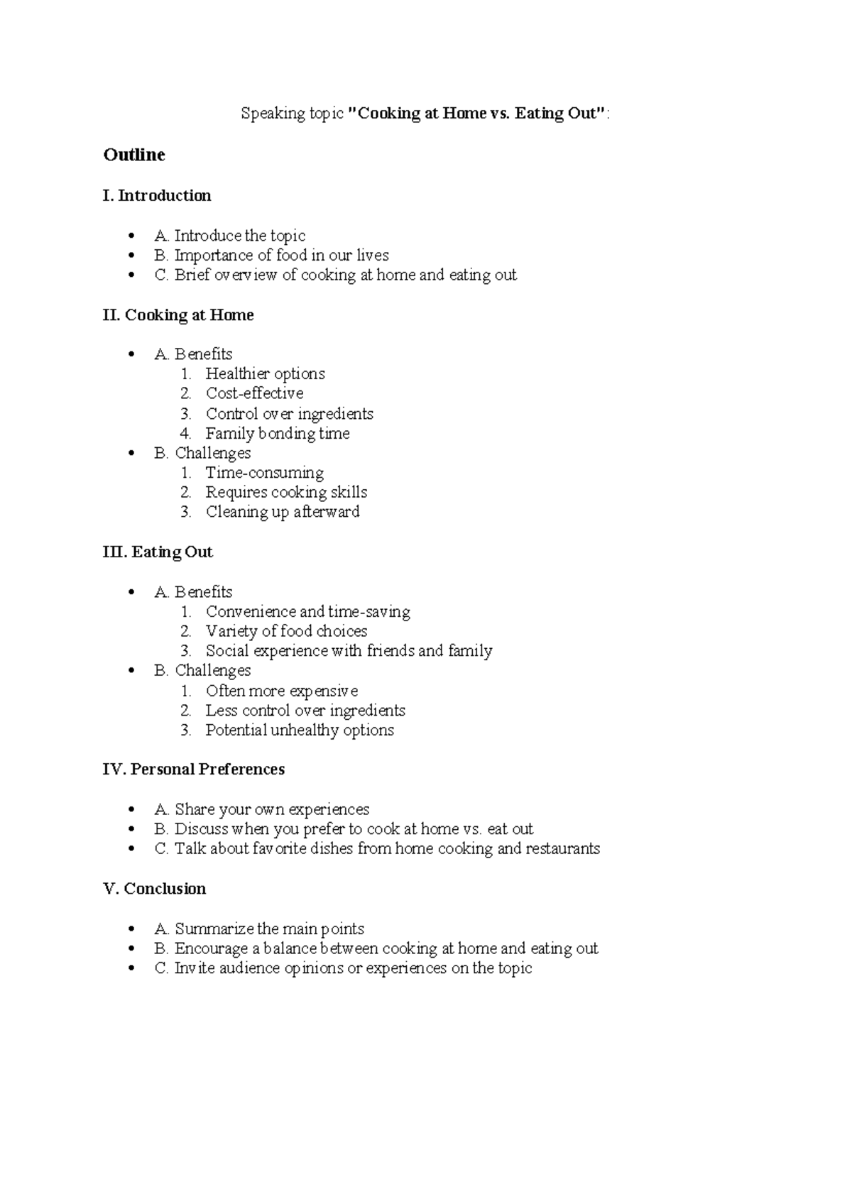 B4: Cooking at Home vs. Eating Out - A Comparative Study - Studocu