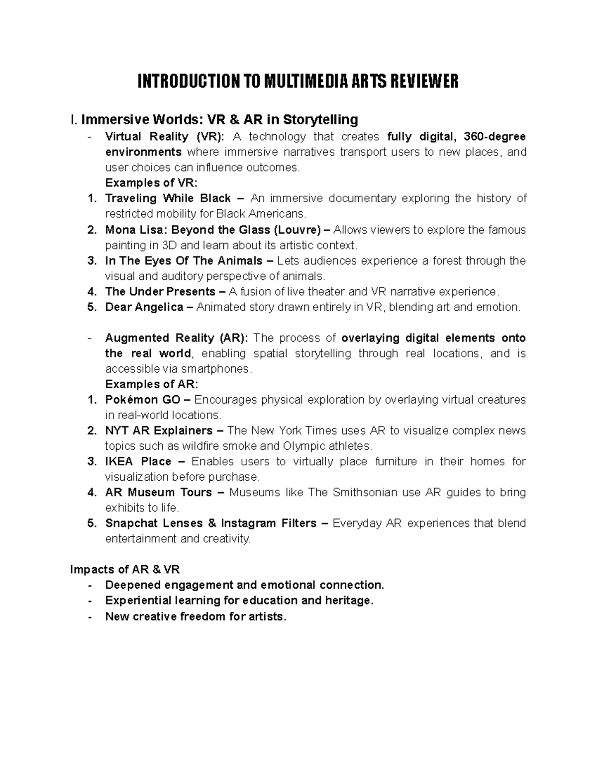 Introduction to Multimedia Arts: Key Concepts & Technologies - Studocu