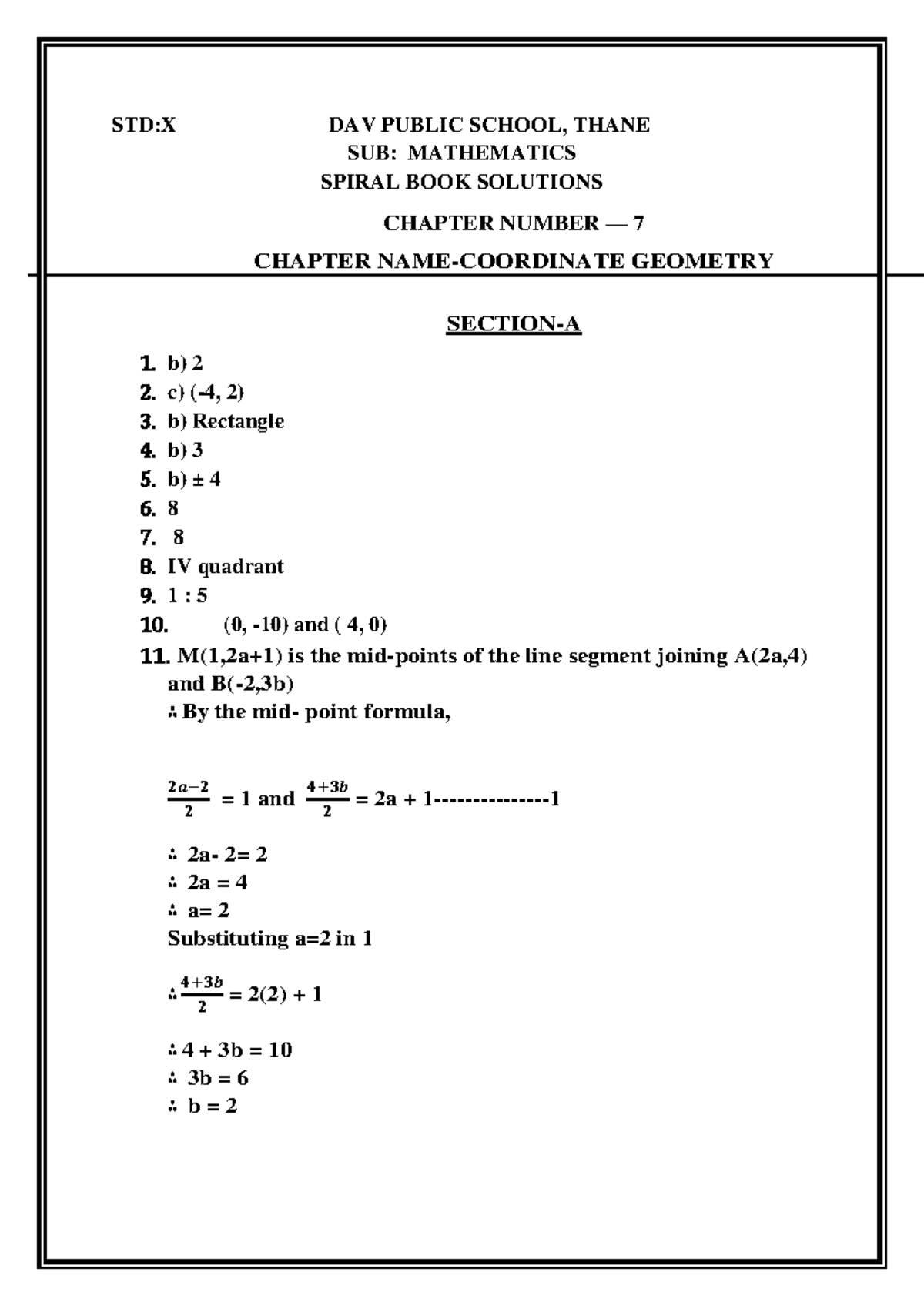 STD:X DAV PUBLIC SCHOOL MATHEMATICS CHAPTER 7 GEOMETRY SOLUTIONS - Studocu