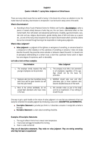 Grade 9 Modular Activities Module 4 Discerning Future Opportunities ...