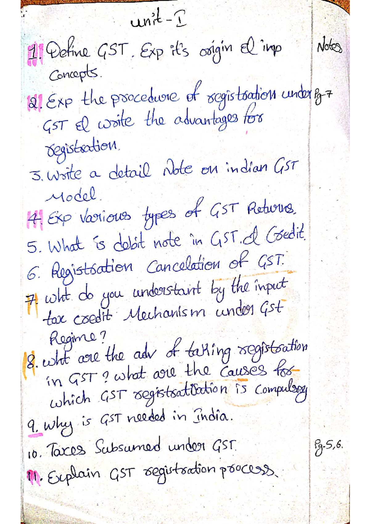 GST Imp Questions - Summary for Course Code: GST101 - Studocu