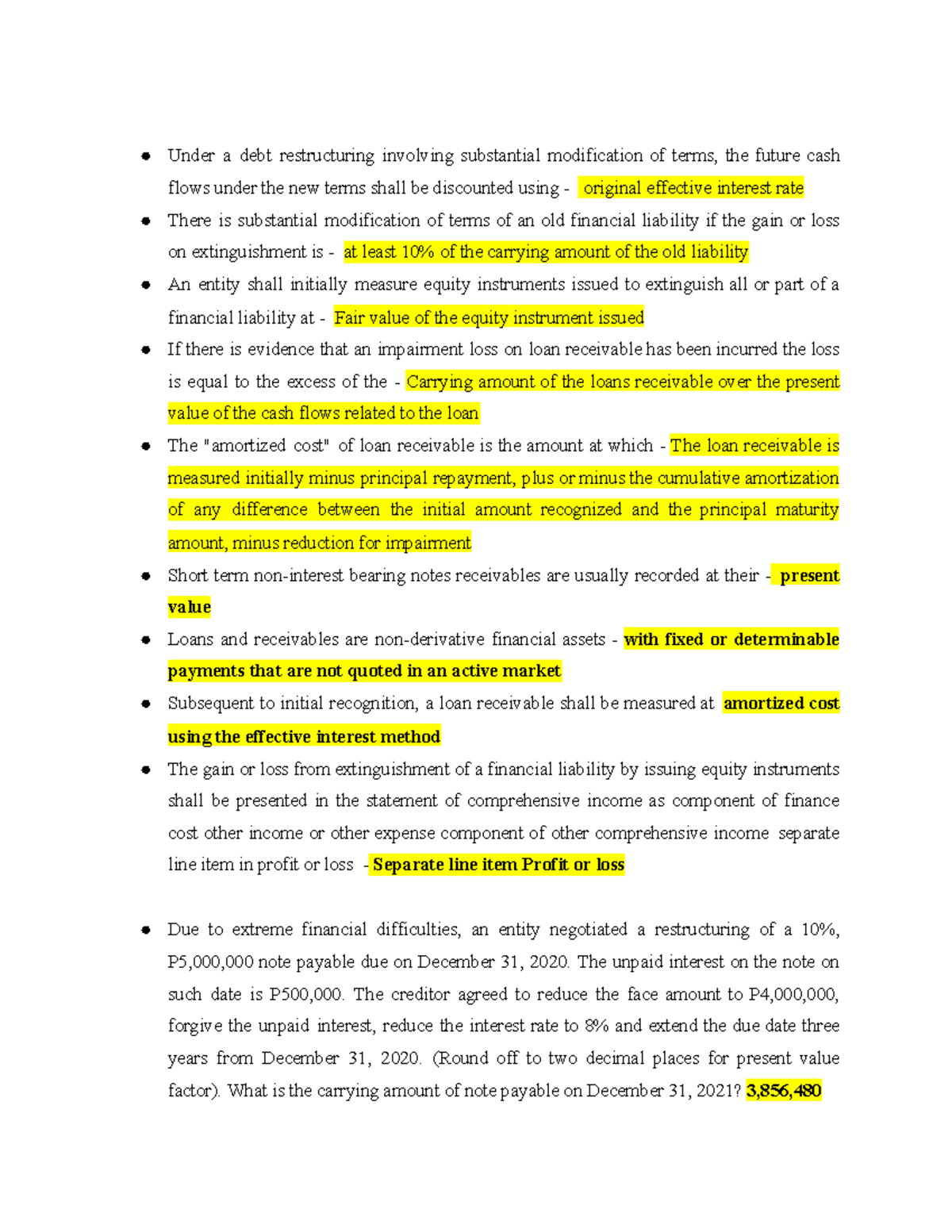 Debt Restructuring Practices & Loans Receivable Analysis (FIN 301 ...