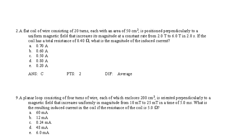 MCQs Ch 30 Faraday's Law - Physics 101 Exam Prep - Studocu