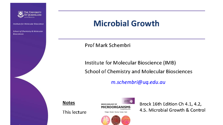 Molecular Biosciences 2 - L1 Lecture Notes on Microbial Growth - Studocu