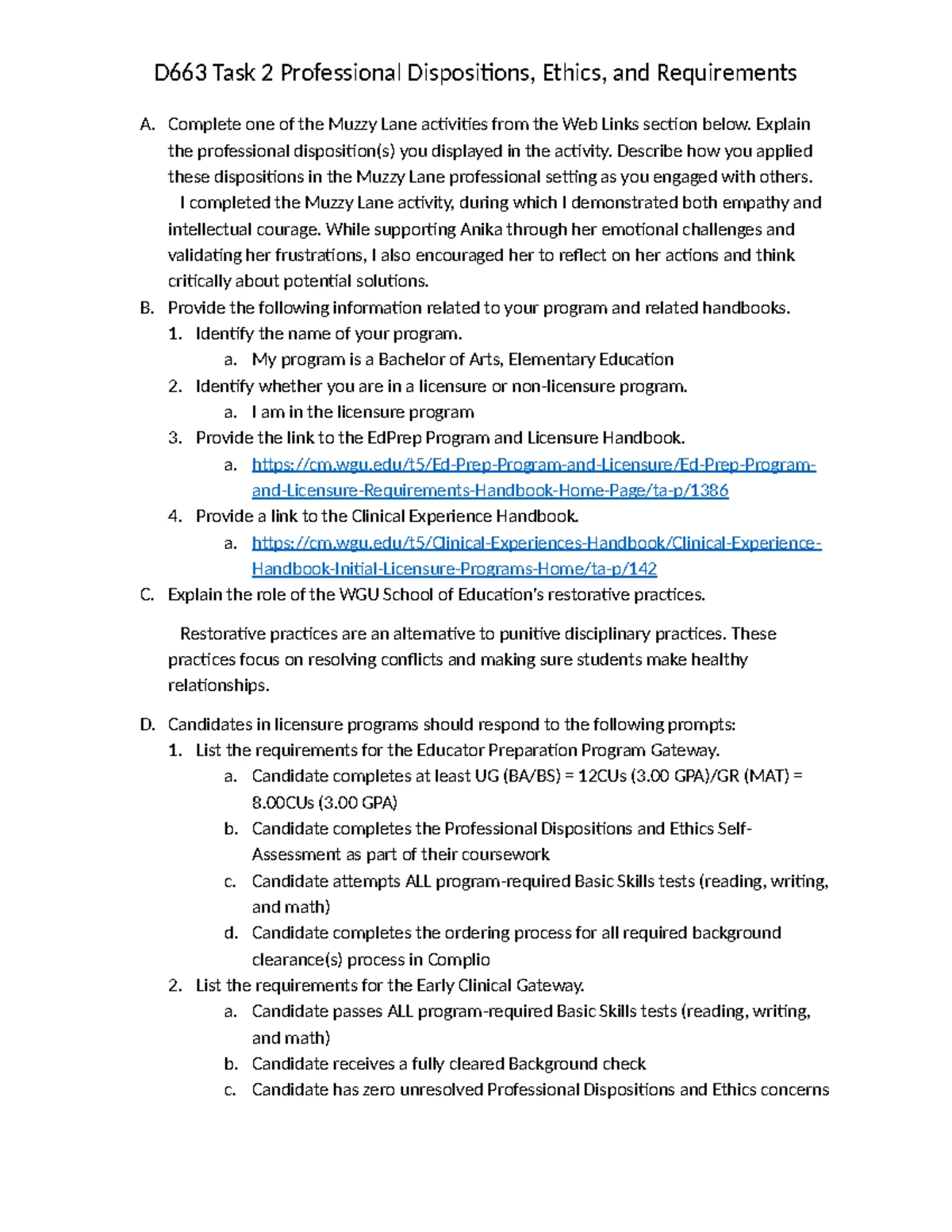 EMN2 Task 2: Analyzing Professional Dispositions & Ethics - Studocu