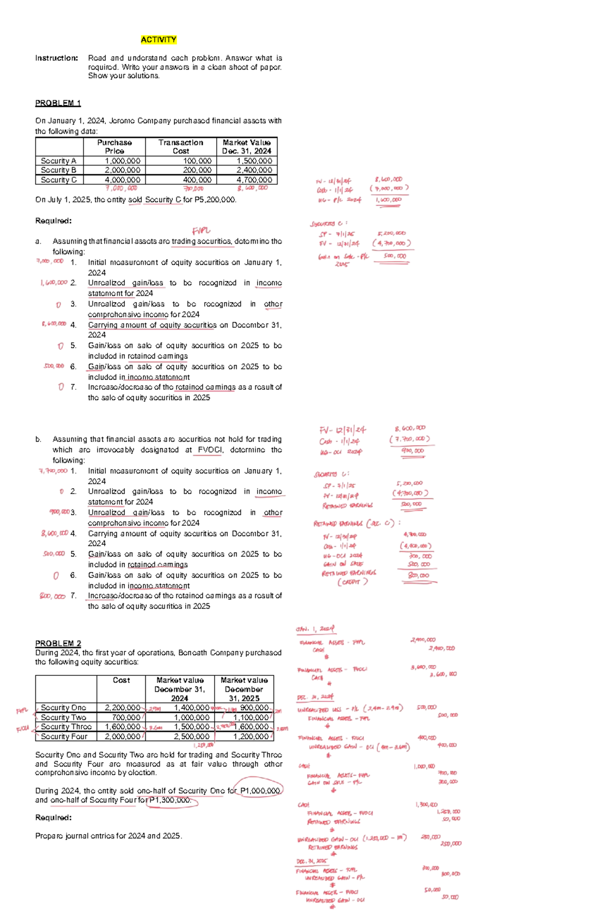 Intermediate Accounting - Equity Investment Quiz (ACTIVITY) - Studocu