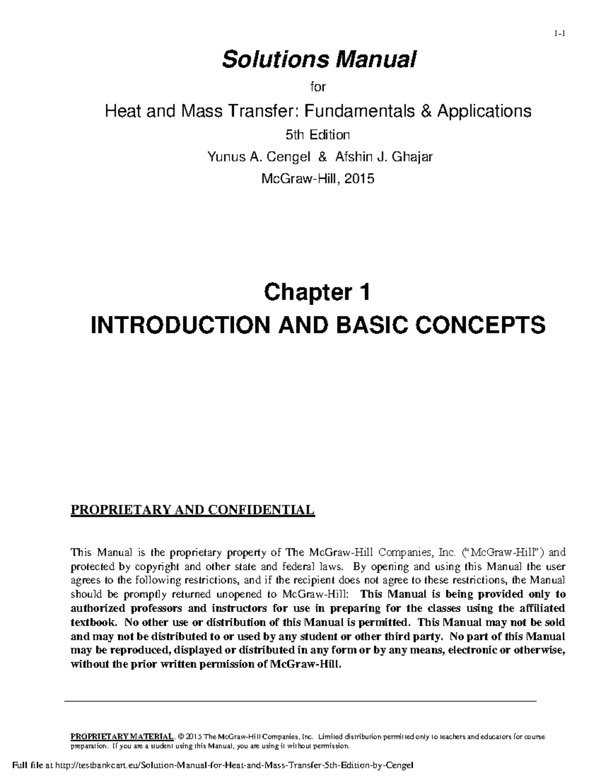 Solutions Manual for Heat and Mass Transfer: Fundamentals & Applications (5th - Studocu