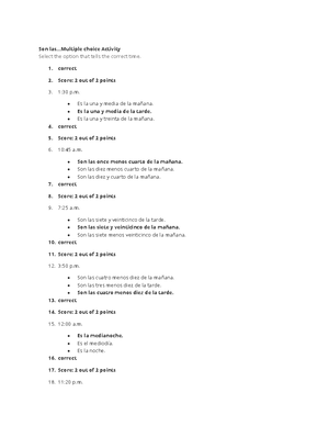 Spanish 7 - notes - ¿Qué hora es?Open ended Activity Give the times ...