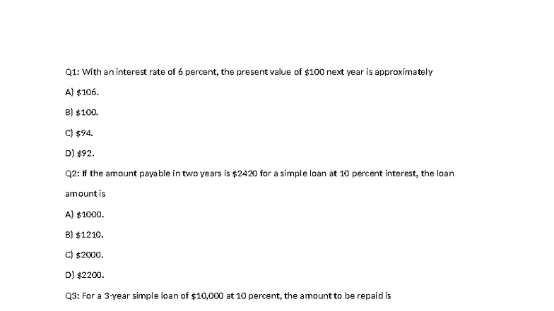 Interest Rate Questions - Chapter 2 (Finance 101) - Studocu