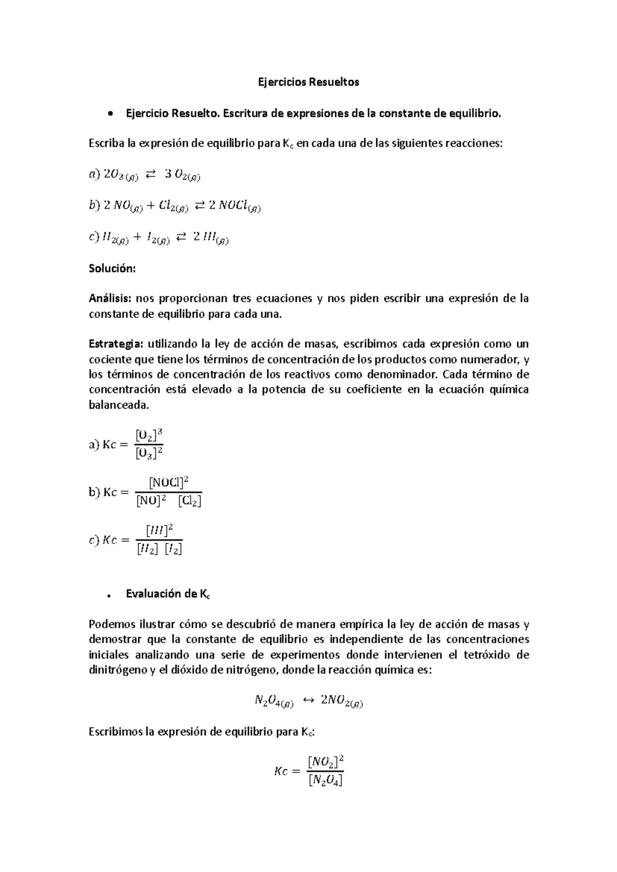 Ejercicios Resueltos de Equilibrio Químico 1 - Ejercicios Resueltos Ejercicio Resuelto ...