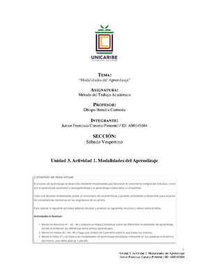 Unidad 4. Actividad 1. Técnicas de Estudio - Unidad 4. Actividad 1 ...