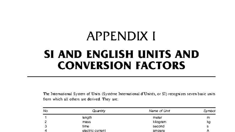 Lecture 4: SI and English Units & Conversion Factors in Fluid ...