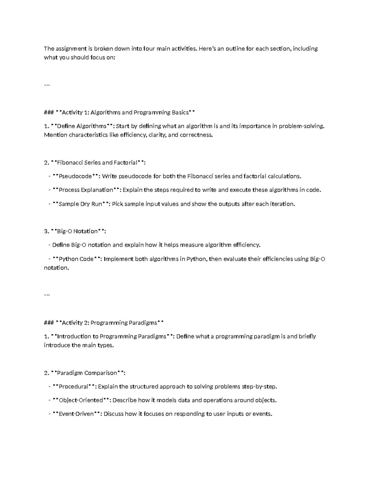 CS101: Assignment Breakdown - Algorithms, Programming, and GUI Design ...
