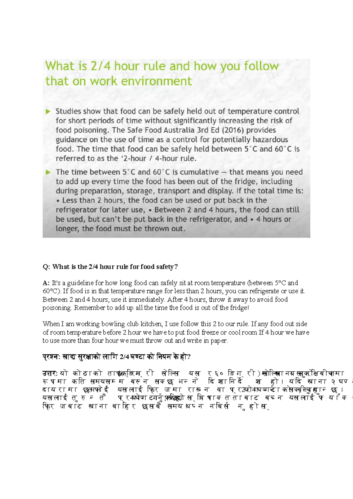 Final Exam Q&A: Food Safety & Hospitality Insights (Culinary 101) - Studocu
