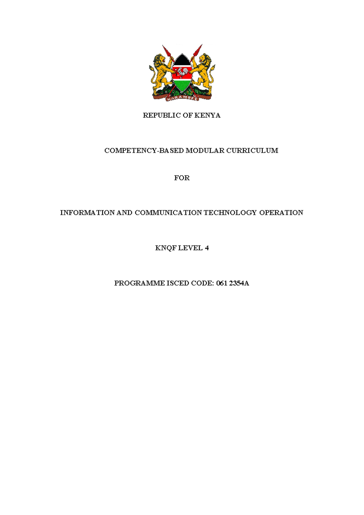 Modularized Curriculum for ICT Operator Level 4 (KNQF 061 2354A) - Studocu