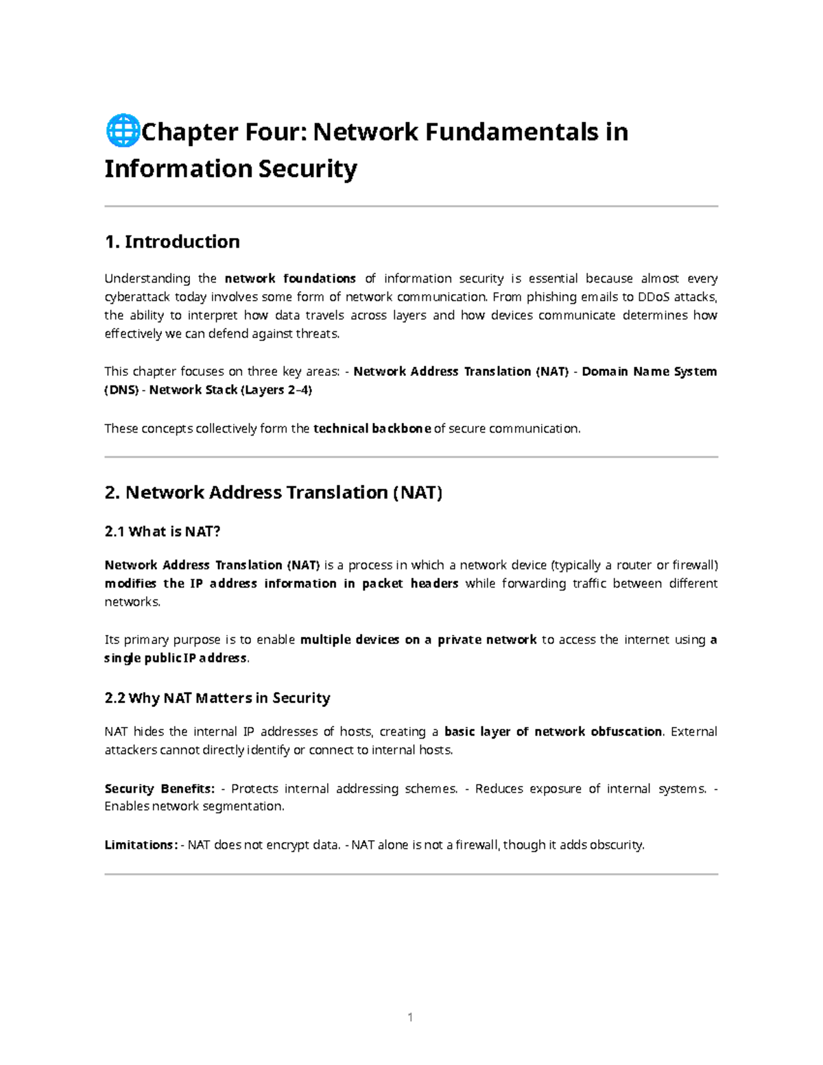 CH4: Network Fundamentals in Info Security - NAT, DNS & Layers - Studocu