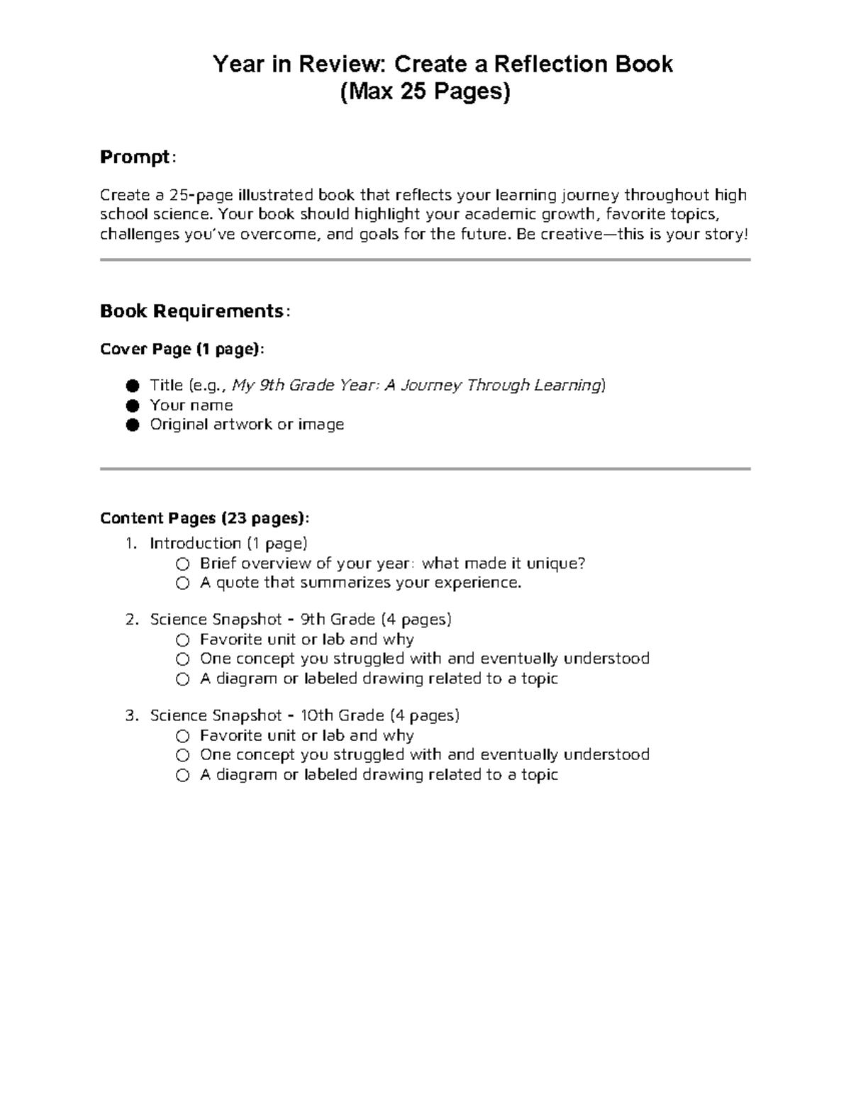 11th Grade Science Reflection Book Project: A Year in Review - Studocu