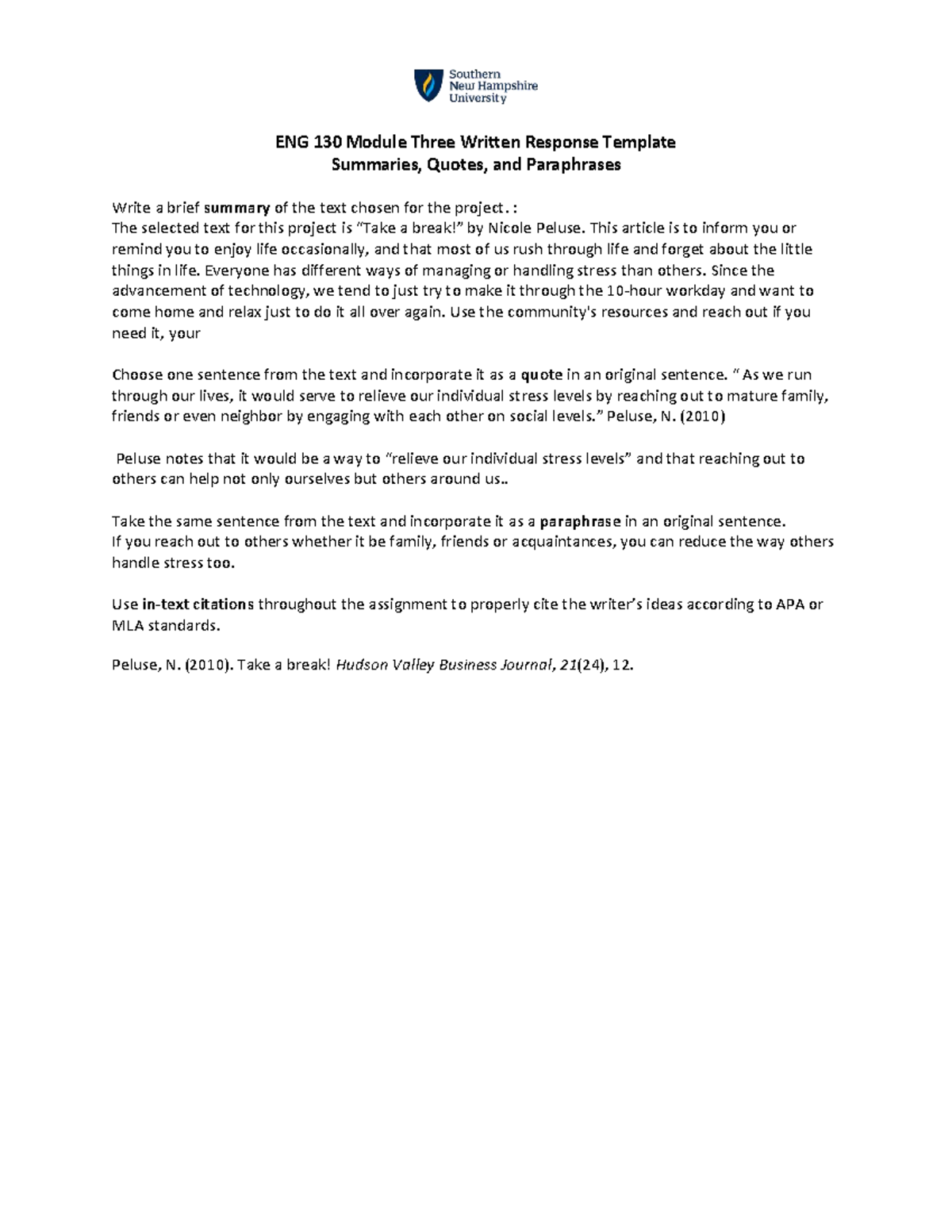 ENG 130 Module 3 Written Response: Summaries, Quotes & Paraphrases ...