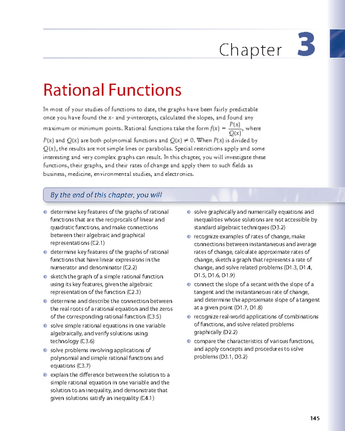MHF4U Chapter 3: Exploring Rational Functions and Their Applications ...