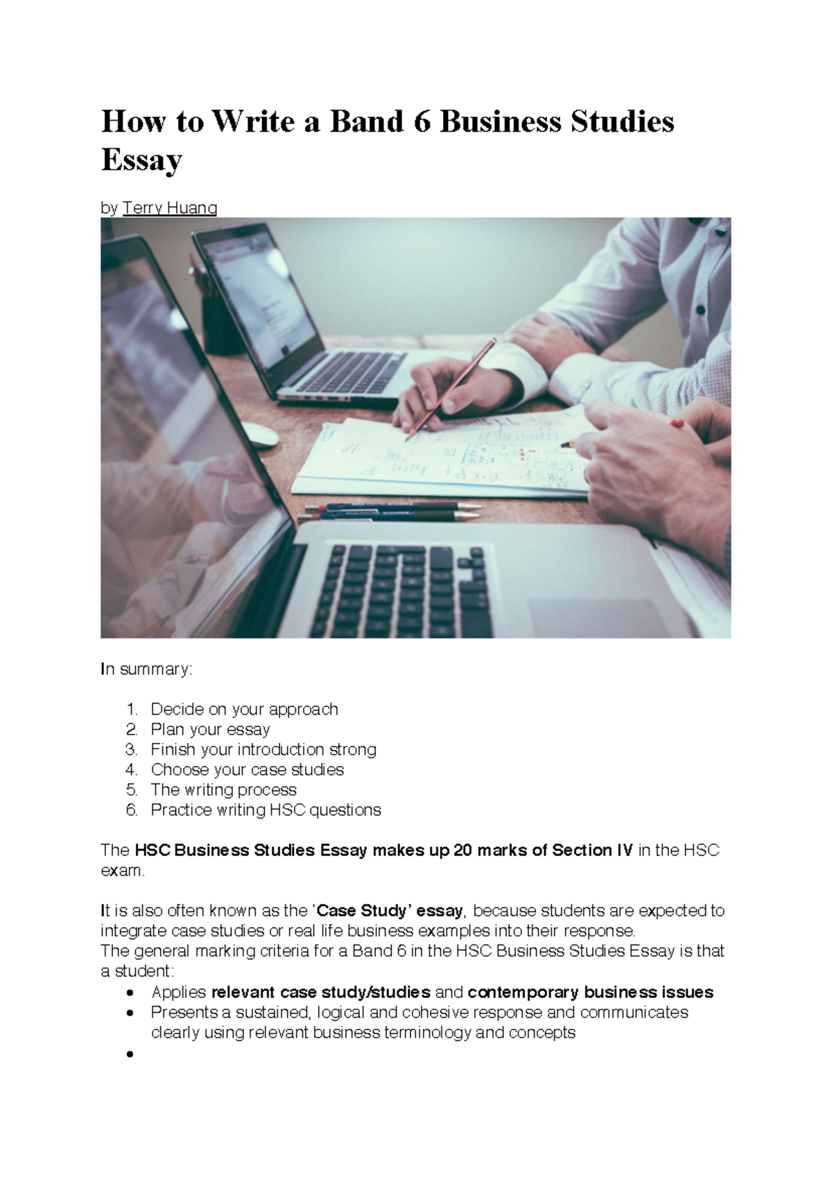 2019-BS-Business-Studies Band 6 Essay Writing Guide - Studocu