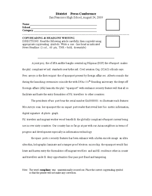 Copyreading 11 - An activity sheet for copy reading. - District Press ...