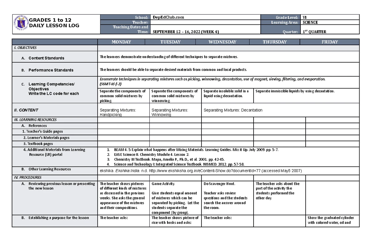 Science 9 heredity cot 1 - GRADES 1 to 10 Daily Lesson Log School ...