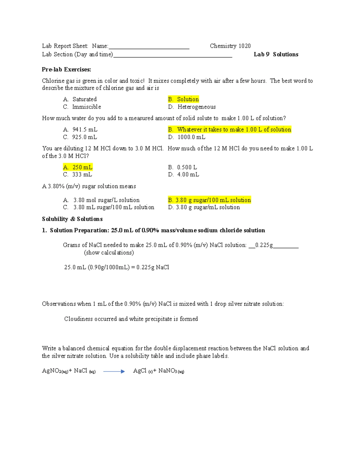 Lab 11 - Organic Models in Chemistry 1020: Building and Analyzing ...