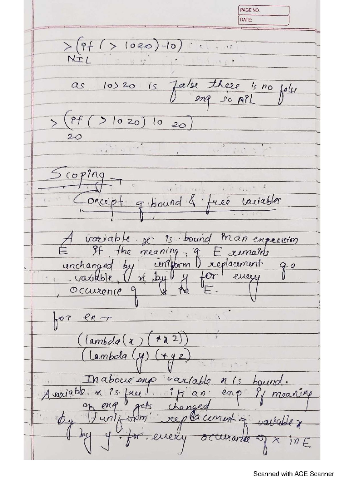 PPL Unit 6 Lecture Notes: Bound and Free Variables - Studocu