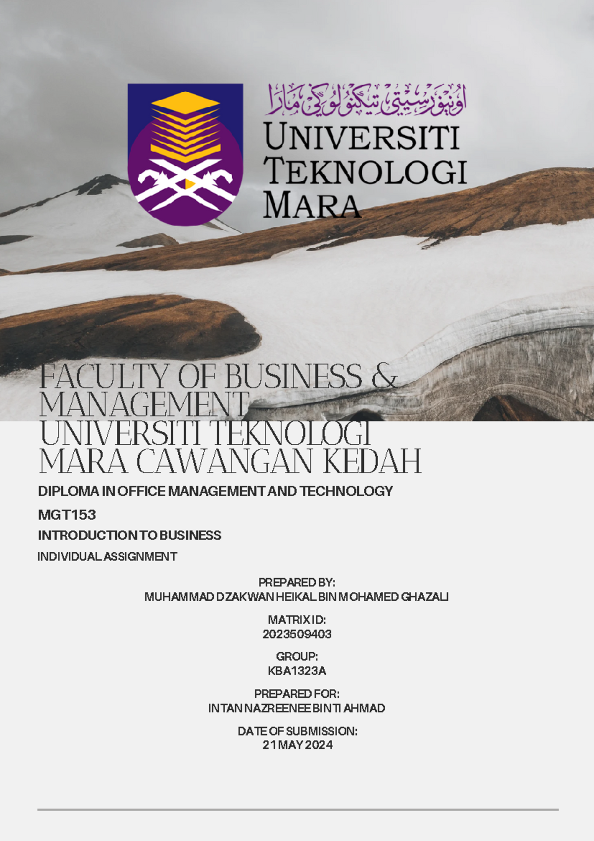 MGT153 Individual Assignment: Analysis of Entrepreneur Raeesa Sya - Studocu