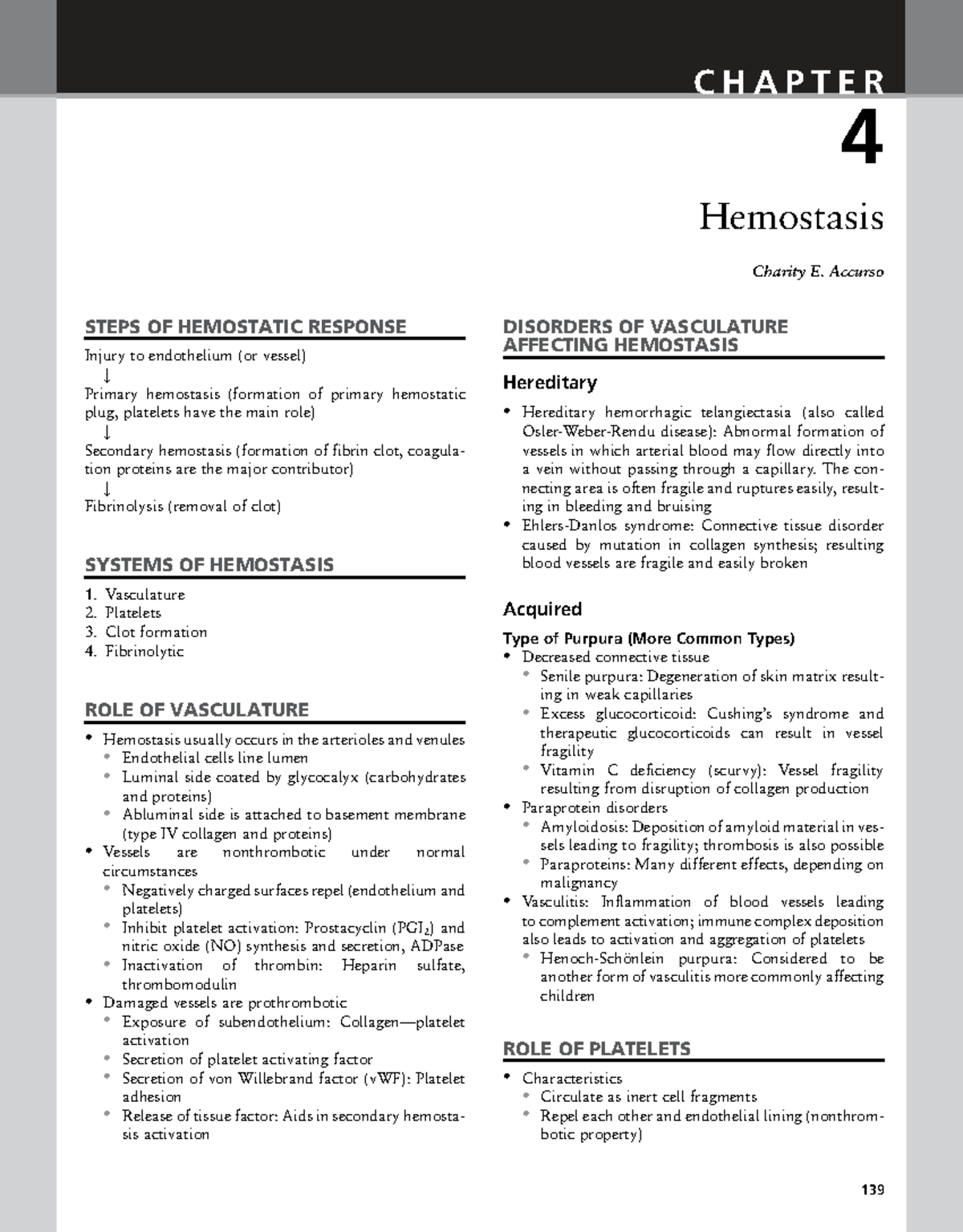 CHAPTER 4 Hemostasis: Key Concepts and Mechanisms - Studocu