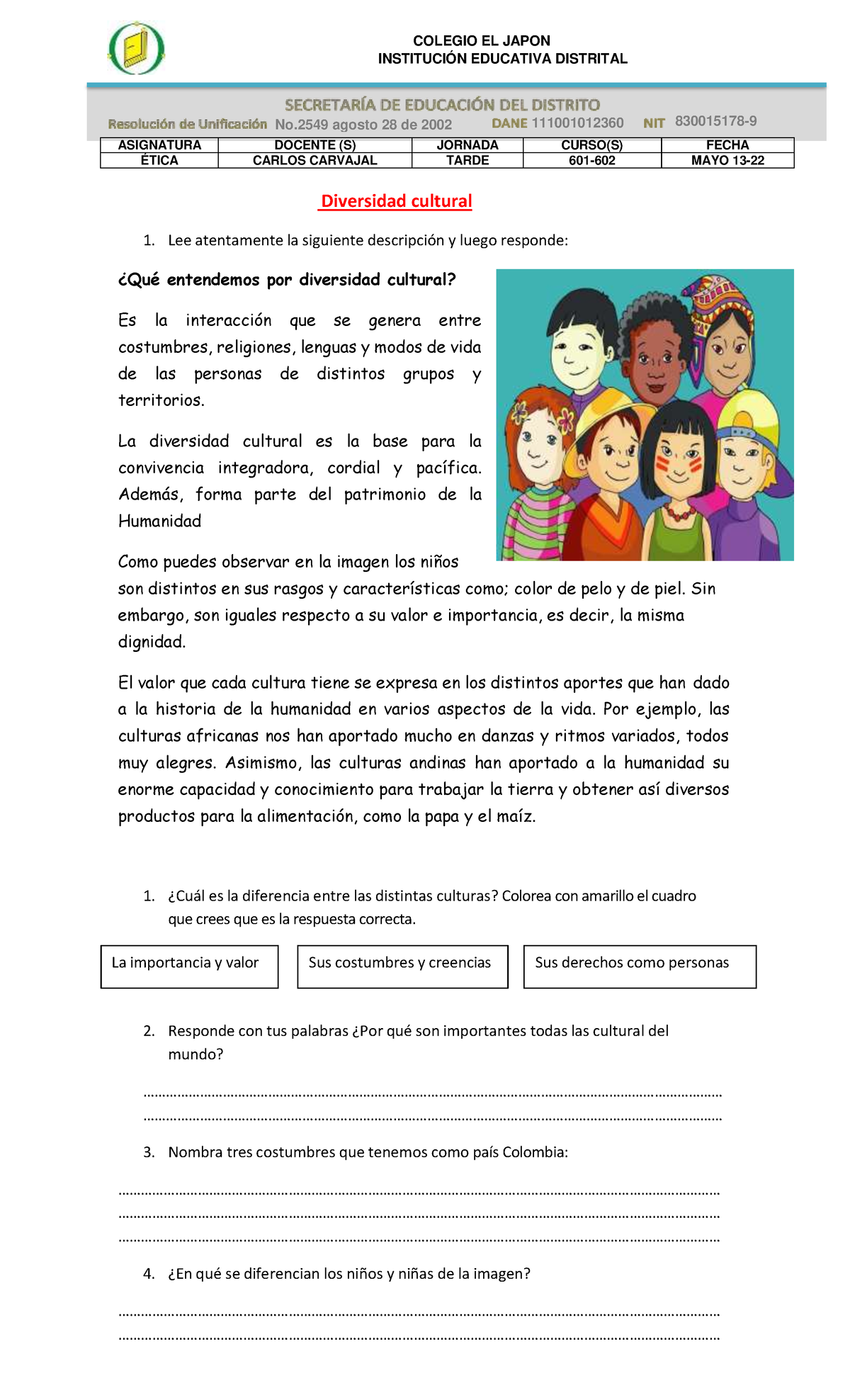 Guía sobre Diversidad Cultural - Ética Docente (2002) - Studocu
