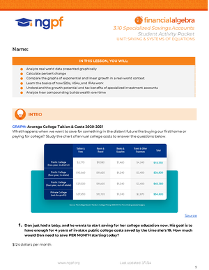 Personal Finance Notes Ch. 1 - Morgan Horton 22-23 - Chapter 1 Lesson 1 ...