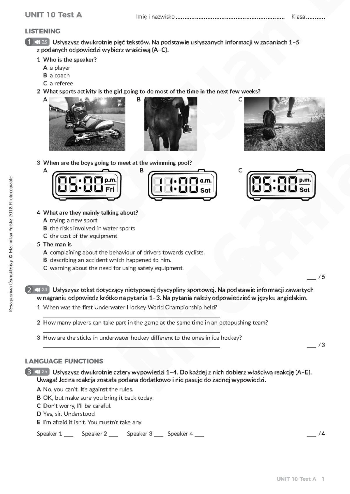 UNIT 10 Listening & Reading Test A - Studocu