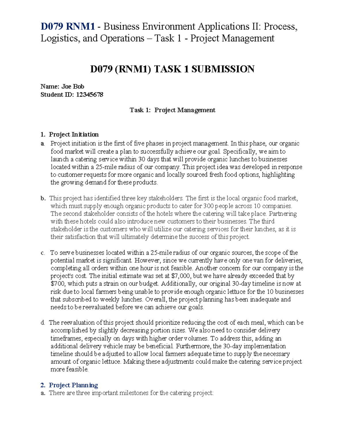 D079 RNM1 Task 1 Pass - Passed - D079 RNM1 - Business Environment ...