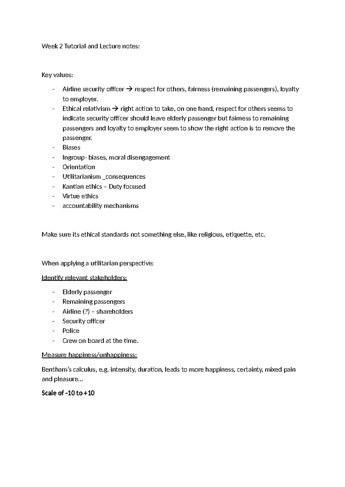 Week 2 Tutorial & Lecture Notes: Ethical Perspectives in Airline ...
