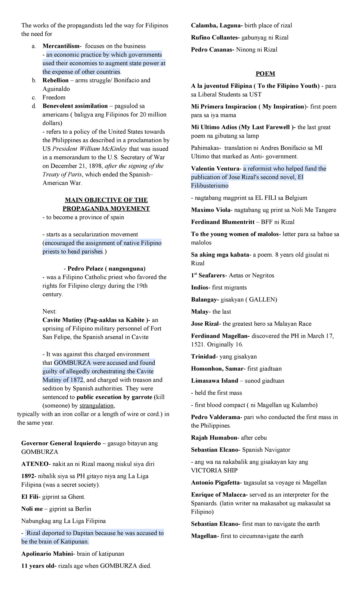 Bonifacio: Midterm Study Notes on Filipino Propaganda Movement - Studocu