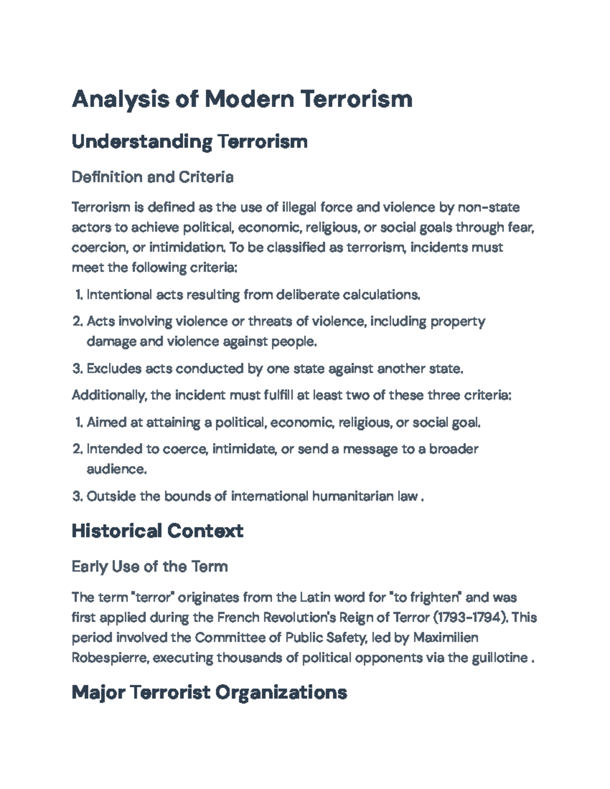 Modern Terrorism Analysis: Historical Context and Key Organizations ...